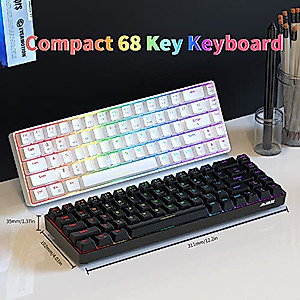 NACODEX 68 Key 65% Hot swappable Mechanical Keyboard, 2.4G Wireless/Bluetooth/Wired RGB Backlit Keyboard, 1900mAh Programmable Keyboard for Win/Mac/Gaming, Linear Red Switch