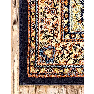 Unique Loom Reza Collection Traditional Persian Style Area Rug, 6 x 9 ft, Navy Blue/Ivory