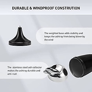 Anfrere Tall Outdoor Standing Ashtray with Lid, Black Adjustable Stand Ash Butt Holder for Home Patio, Outside Windproof Cigar Ash Tray Cigarette Butt Disposal Receptacle in 20", 27.5", 35" Heights