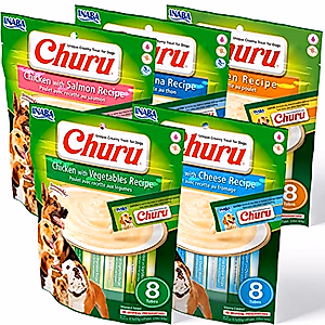 INABA Churu Lickable Hand Fed Wet Dog Treat Chicken Variety Pack 40 Tubes