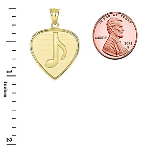 Fine 14k Yellow Gold Musical Note Guitar Pick Charm Pendant