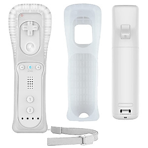 2 Pack Remote Controller Gesture Controller and Nunchuck Joystick Compatible for wii/wii u, Controller With Silicone Case and Wrist Strap - White