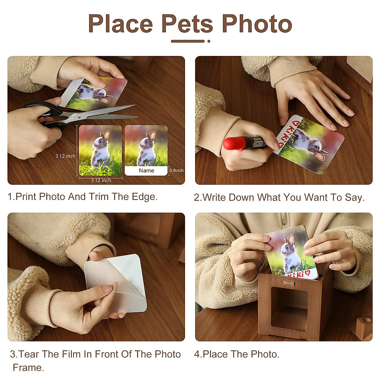 BEBIBORU Pet Urns for Dogs Cats Ashes, Dog Memorial Gifts for Loss of Dog Cat Personalized Wooden Box Cremation Urns with Photo, Memorial Keepsake for Small Large Animals Ashes Pet Memorial Gifts