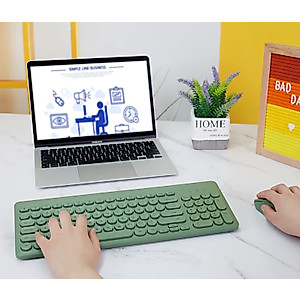 Arcwares Wireless Keyboard and Mouse Combo, Sweet Green Cute Keyboard, 2.4G USB Ergonomic Full-Sized Mute Keyboard for Computer, Laptop, PC Desktops, Mac