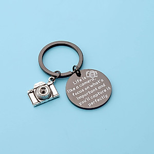 FUSTMW Photographer Gift Camera Charm Keychain Wedding Photographer Gift Camera Gifts (Black)