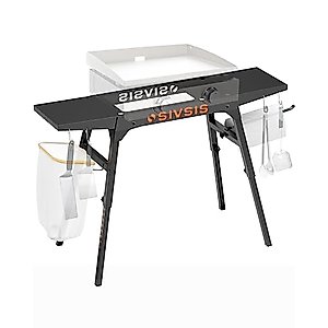 Griddle Stand for Blackstone 17''/22'' Griddle, Portable Blackstone Stand with Sideshelfs, Tool Hooks, Paper Towel Holder and Garbage Bag Holder, Foldable Grill Stand for Ourdoor Tailgating or Camping