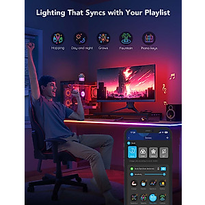 Govee RGBIC Gaming Lights, 10ft Neon Rope Lights Soft Lighting for Gaming Desks, LED Strip Lights Syncing with Razer Chroma, Support Cutting, Smart App Control, Music Sync, Adapter (Only 2.4G Wi-Fi)