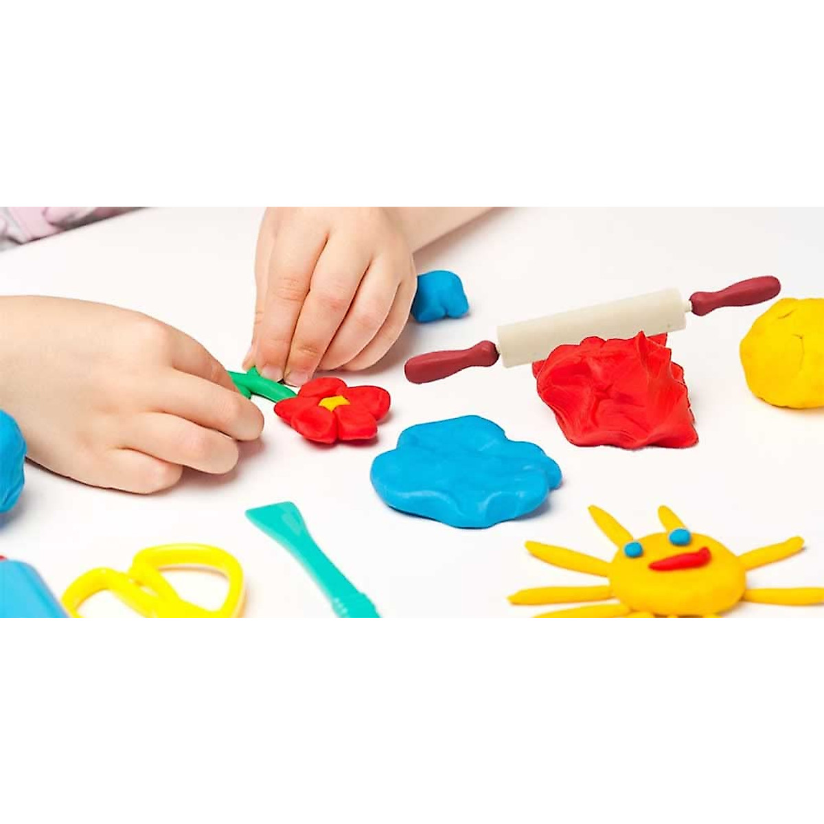 Mini Rolling 7.5 Inch (Pack of 6) Rolling Pin for Play Dough - Wood Kids Rolling Pin For Little Bakers, With Red Handles Arts and Crafts Clay Roller, 7.5" (6-Pack)