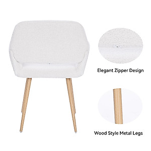 HomVent Faux Fur Home Desk Chair No Wheel Furry Makeup Vanity Chair Girls Desk Chair with Wood-Like Metal Legs Comfy Cute Leisure Arm Chair for Bedroom Living Room