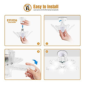 TYCOLIT LED Garage Lighting, Deformable LED Ceiling Lights with 5 Adjustable Panels, 80W/100W LED Shop Lamp for Warehouse, Workshop, Basement, Gym (100W)