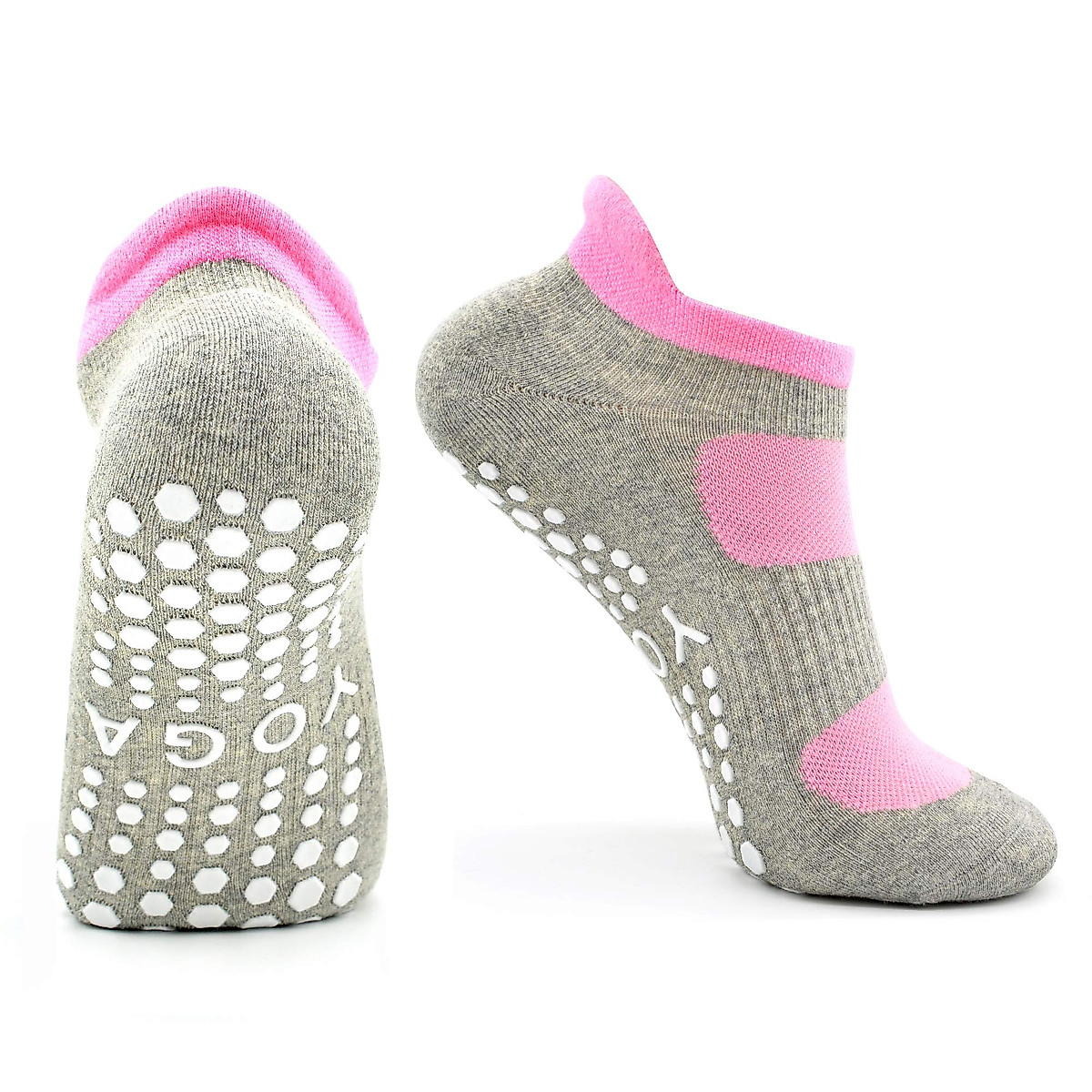 Busy Socks Pilates Socks with Grips for Women,Sticky Cardio Fitness Exercise Skidding Ballerina No Blister Socks,2 Pairs,Gray