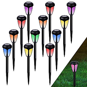 MAGGIFT 12 Pack Solar Pathway Lights, Outdoor RGB Color Changing Garden Lights, Auto Change Multicolor, IP44 Waterproof Solar Powered Landscape Lights for Lawn, Patio, Yard, Walkway, Deck, Driveway