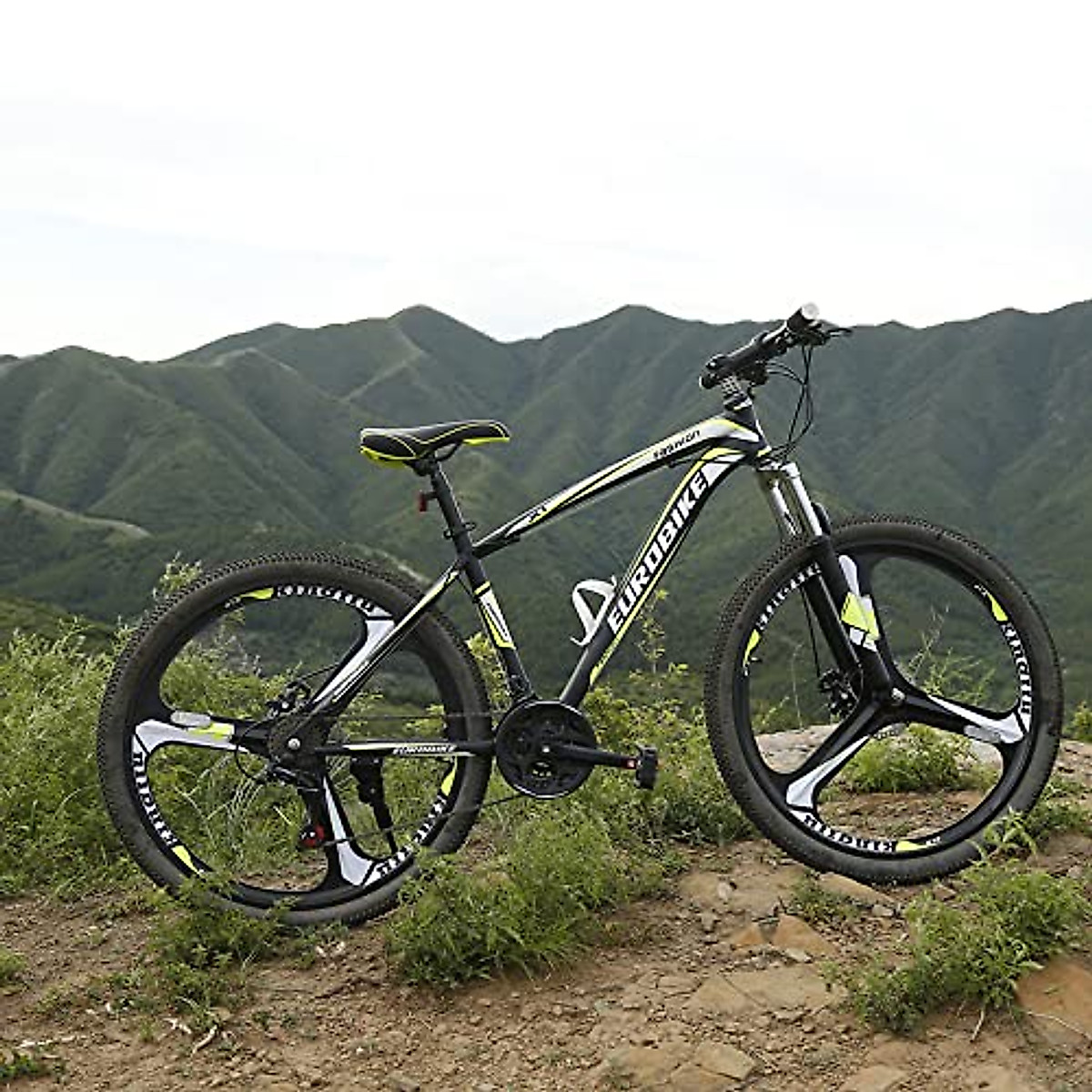 EUROBIKE Mountain Bike 27.5 for Men and Women X1 Frame Adult 3 Spoke Wheel (Yellow)