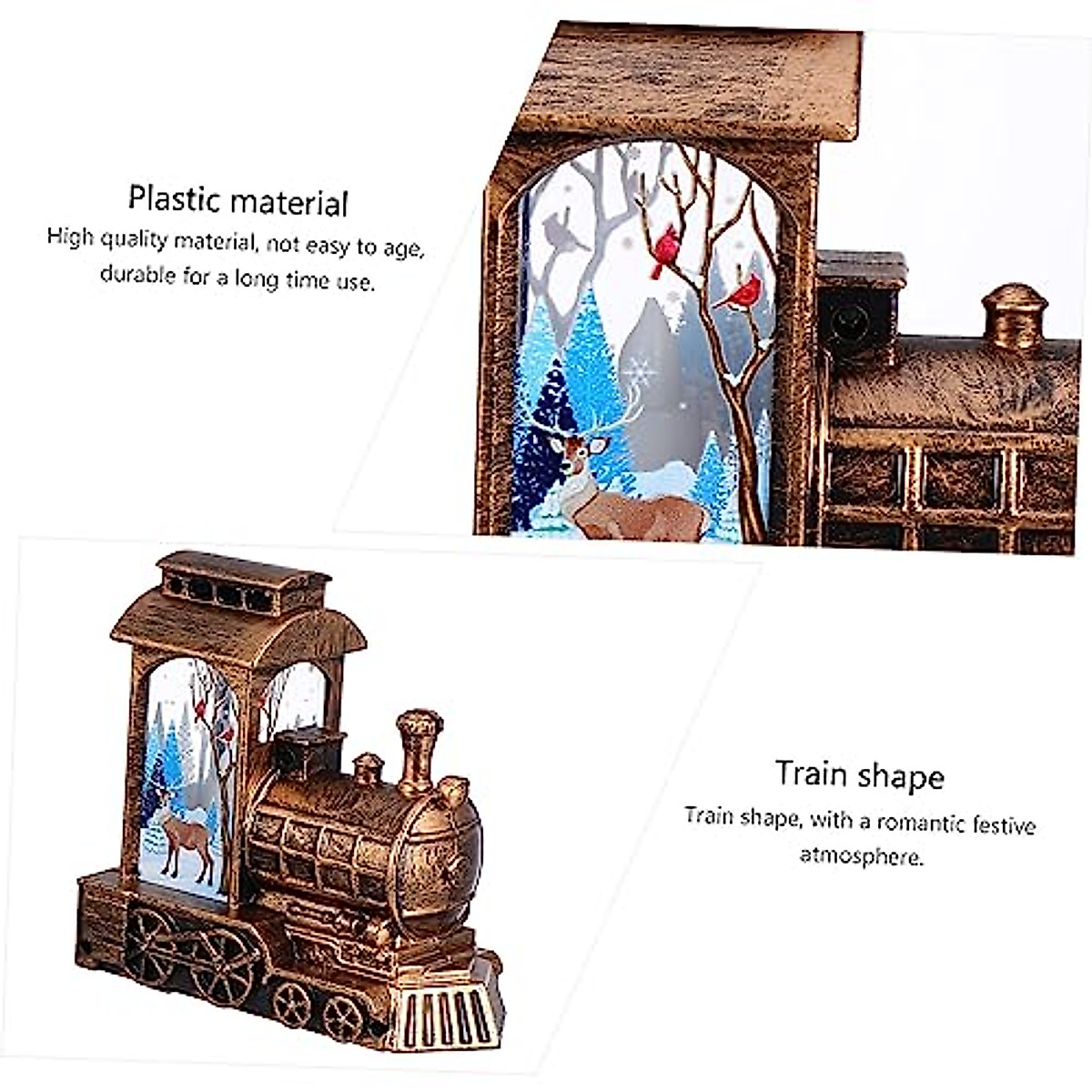 BESTOYARD 1pc Christmas Lights Lighted Snow Globe Lantern Christmas Desktop Light Elk Desktop Light Christmas Decor Christmas Snow Globes Steam Train Plastic Locomotive Elder Desk Lamp