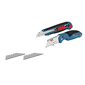 Bosch Professional 1600A016BM 2-Part Knife Set (with Folding Knife and Cutter, in Blister Packaging)