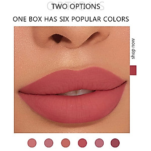 Lipstick Matte Lipstick Liquid Makeup Set, 6Pcs Long-Lasting Wear Non-Stick Cup Not Fade Waterproof Velvet Lip Gloss Kit, Lip Makeup Gift Sets for Girls and Women Nude Colors