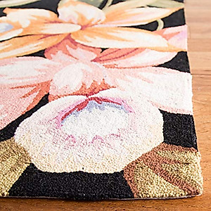 SAFAVIEH Chelsea Collection 2'6" x 8' Black HK212B Hand-Hooked French Country Wool Runner Rug