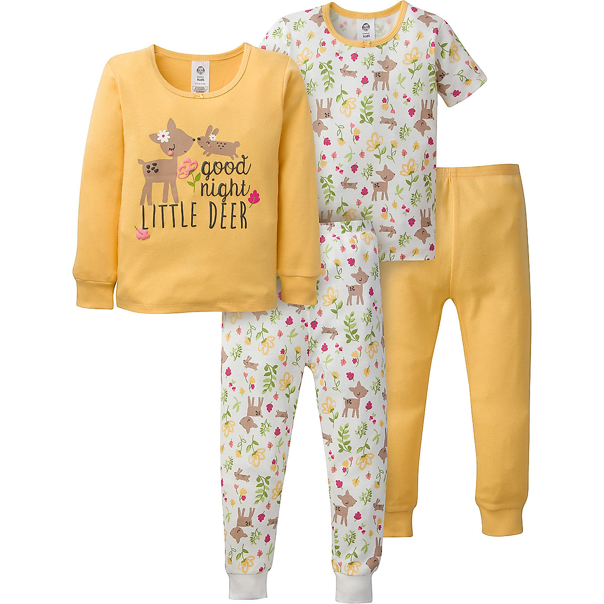 GerberBaby GirlsToddler Snug Fit 4-Piece Pajama SetYellow Deer18 Months