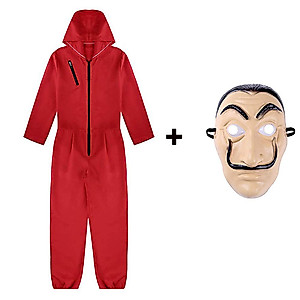 Tomlyws Money Heist Costume Unisex Dali Mask Red Costume Coverall Jumpsuits XXL