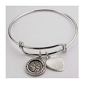 St Peregrine Bracelet Medal Pewter Patron Saint Cancer Adult 2 3/4" Diameter