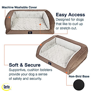 Serta Orthopedic Quilted Couch Dog Bed for Pets – Chocolate Brown (Large)