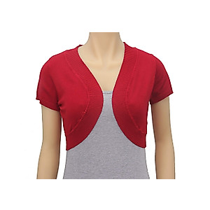 Sofishie Trendy Short Sleeve Shrug Open Cardigan - Red - XL