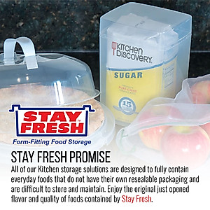 Stay Fresh Flour and Sugar Containers – Kitchen Discovery – 2 Piece Set of Snap Close Kitchen Containers for Flour and Sugar Storage – Keeps Contents Fresh, Pourable and Spillproof