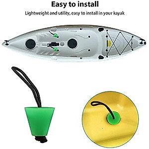 4 Packs Universal Kayak Scupper Plug Kit Silicone Scupper Plugs Drain Holes Stopper Bung with Lanyard for Native Kayaks Hobie Kayaks Wilderness Systems Kayaks Perception Kayaks and More, Black