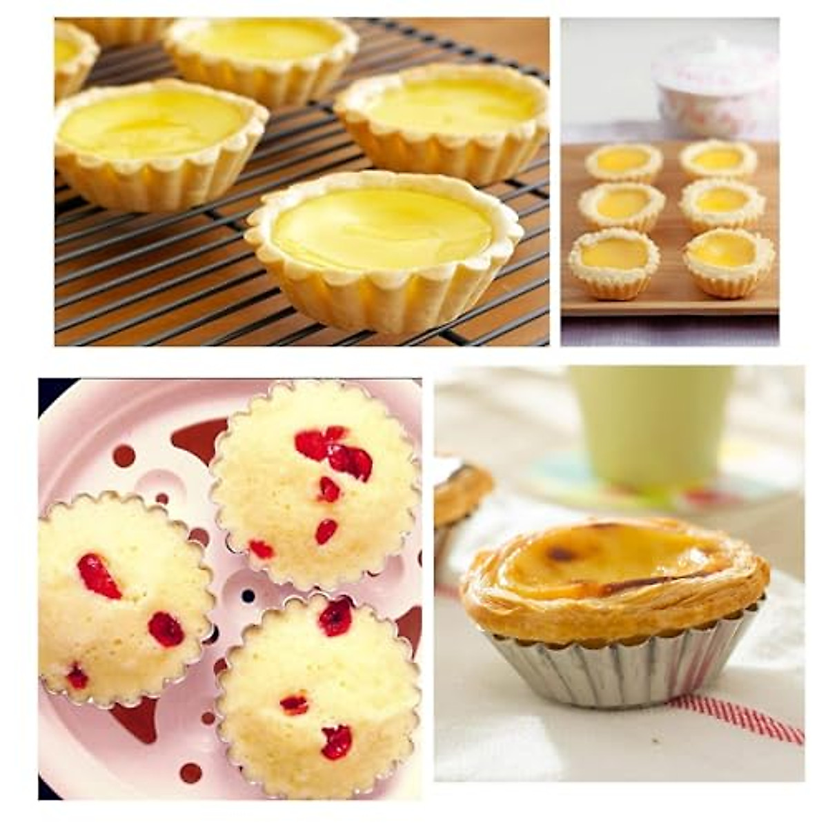 Tosnail 50 Pieces Aluminum Egg Tart Mold Small Tart Pie Tin Mini Cupcake Cake Muffin Cookie Mold Baking Cups