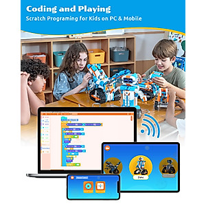 WhalesBot E7 Pro 12-in-1 STEM APP Coding Robot Kit, Scratch Programming for Kids, 637-Piece Educational Building Set with Interactive Books & APP 3D Model Guidance, Toy Gift for Boys & Girls Ages 8-12