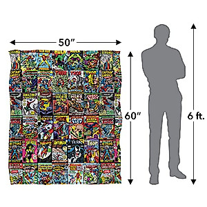 Marvel Marvel Comic Blanket, 50"x60", Misc. Comic Collage, Silky Touch Super Soft Throw Blanket