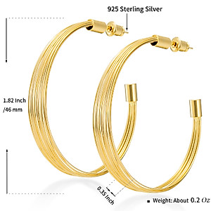 DEJACA Large Gold Hoop Earrings for Women Girls 14k Gold Plated with 925 Sterling Silver Post | 40mm-60mm | Lightweight and Hypoallergenic (Streamlined Hoop Big)