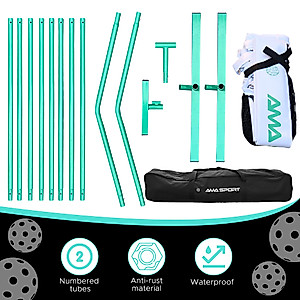 AMA SPORT Portable Pickleball Net System Regulation Size Net 22FT for Indoor and Outdoor-Designed for All Weather Conditions-Powder Coated Steel Post-600D Driveway Bag