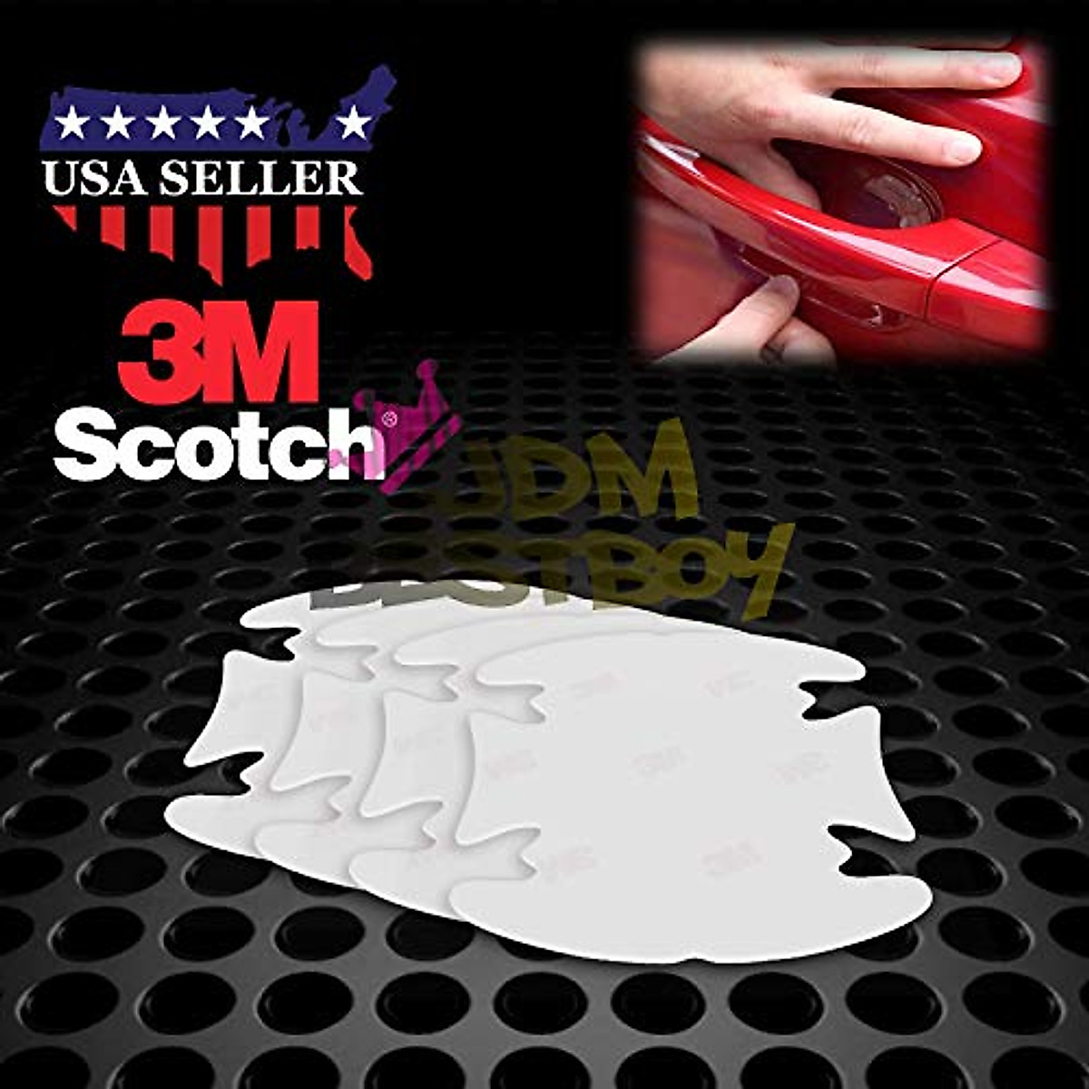 JDMBESTBOY 4PCs 3M Scotchguard Clear Door Handle Paint Scratch Protection Protector Protective Guard Film Bra Vinyl