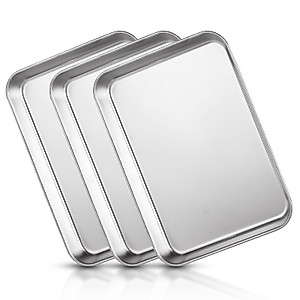 3PCS Metal Tray, 8''x10.5''x1''Stainless Steel Tray, Thickening Dental Tray, Professional Medical Surgical Tray Instrument Tray for Kitchen Baking, Lab Instrument, Dental, Medical Surgical Instrument