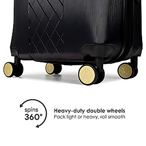 Badgley Mischka Modern trolley Diamond 3 Piece Expandable Spinner Wheels Luggage/Suitcase Set (Black)