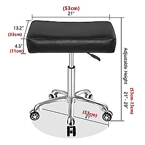 Adjustable Rolling Swivel Stool Chair for Massage Office Tattoo Kitchen, Work Heavy Duty Hydraulic Stool with Wheels (Black)