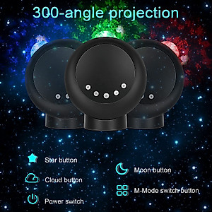 LooEooDoo LED Star Projector Light, Galaxy Lighting, Moon Nebula Night Lamp with Base, Remote Control and Battery Operated for Gaming Room, Home Theater, Bedroom, or Mood Ambiance (Black)