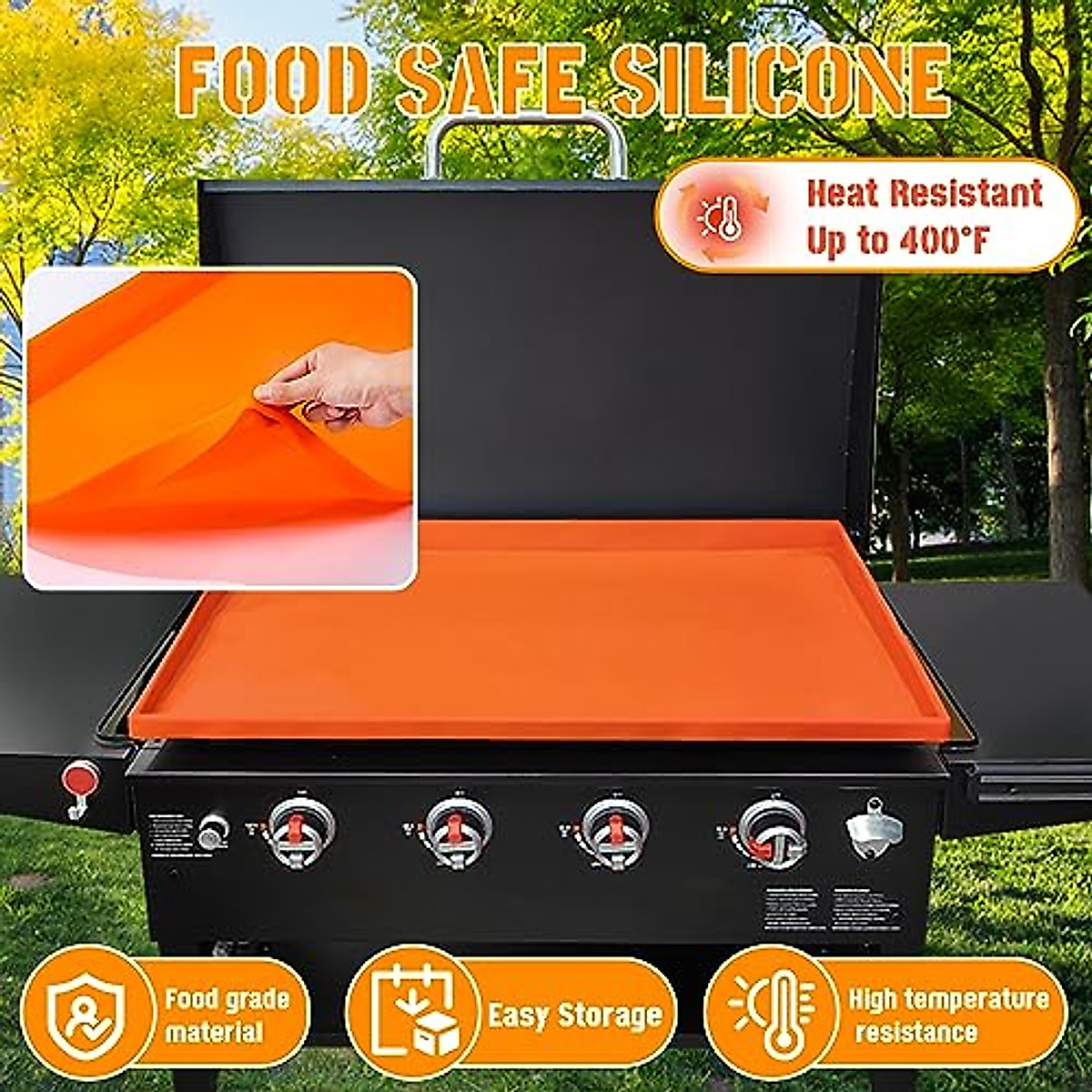 Silicone Griddle mat for Blackstone 28’’ Griddle, Upgraded High-Edge Mat for Silicone Griddle Top Cover, Heavy Duty Food-grade Cooking Protector from Rust or Dirt (28 Inch)