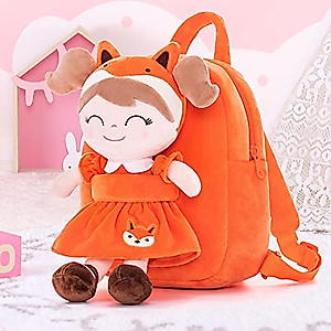 Gloveleya Kids Backpack Toddler Backpack Soft Plush Fox Girl Doll Backpacks 9"…