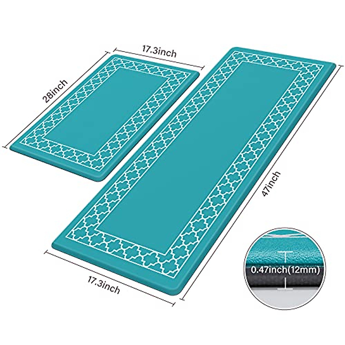 LuxStep Kitchen Mat Set of 2 Anti Fatigue Mat, Non Slip Kitchen Rugs and Mats Waterproof Memory Foam Kitchen Rug, Standing Desk Mat Floor Mats for House,Sink,Office,Kitchen(Green)