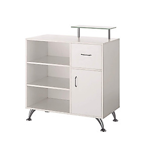 Glasglow II Reception Desk with Glass Top, Office Restaurant Beauty Salon Furniture, White 32" L x 18" W