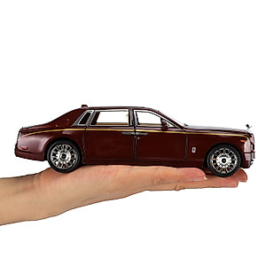 MYJJTYS Toy Car Rolls-Royce Phantom 1/24 Metal Die Casting Model Car for 3 4 5 6 7 Year Old boy Toy with Sound and Light,Classic Car Door Design, Car Logo Can be Folded(red)