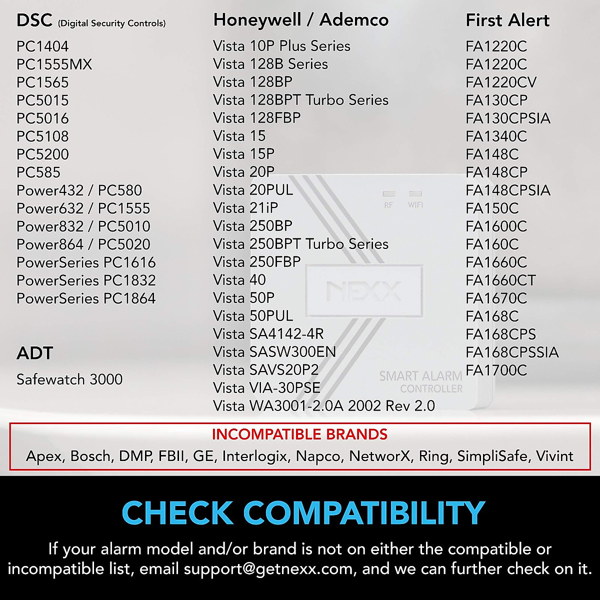 Nexx Smart Alarm Wi-Fi Controller NXAL-100 - Remotely Control Existing Alarm Security System with Nexx App, Compatible with Alexa, Google Assistant, Siri, SmartThings, No Monitoring Service Required