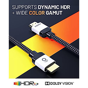 ECHOGEAR HDMI Cables - 8 Foot Certified Ultra High Speed Cable with Flexible Braided Jacket - Get 4k @ 120Hz On PS5 & Xbox Series X - Supports 8k, HDR, eArc, Dolby Vision, & More