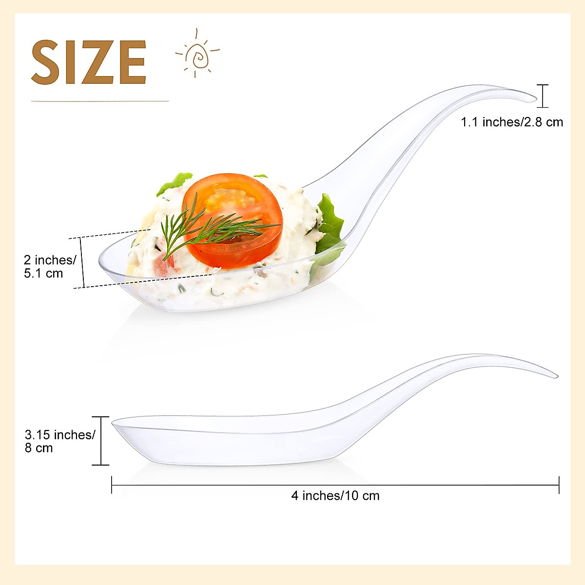 400 Pieces Tasting Mini Spoons Disposable Mini Dessert Spoons Appetizer Spoons Plastic Asian Soup Spoons Bulk Clear Serving Spoons for Desserts, Sushi, Dipping Sauces, Ice Cream