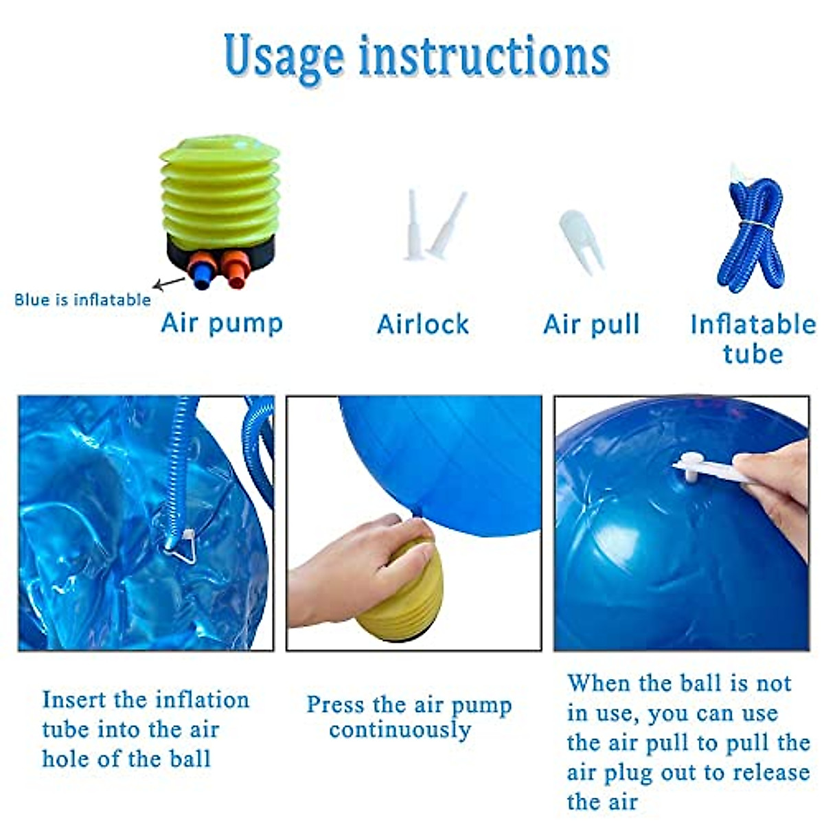 Chyesong Horse Ball Training Toy, Anti-Burst Horse Exercise Ball Toy with Inflator Pump for Horse Lamb Goat Enterainment Toy Ball (22 Inch, Blue)