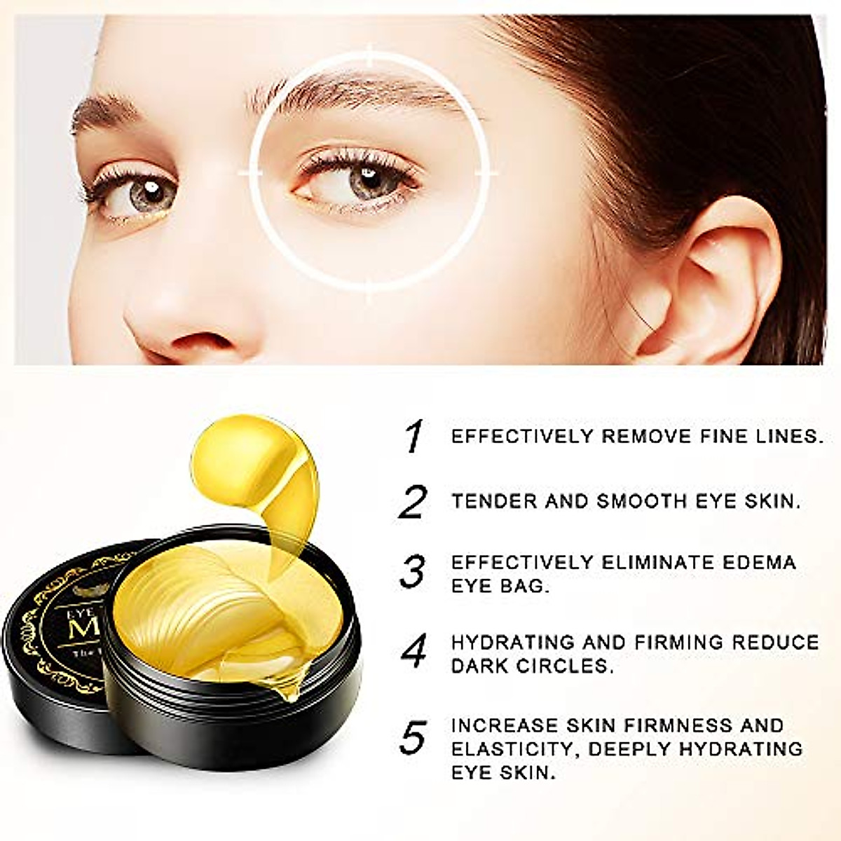 TEME 24k Gold Under Eye Patches - 30 Pcs Eye Mask Pure Gold Anti-Aging Collagen Hyaluronic Acid Under Eye Mask for Removing Dark Circles, Puffiness & Wrinkles Refresh Your Skin