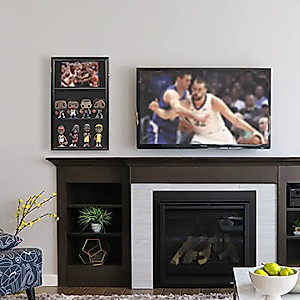 DisplayGifts Display Case Cabinet to Hold Bobble Head Bobblehead Wobbler Figurine Baseball Cubes, (Black)