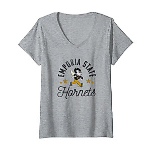 Womens Emporia State University ESU Hornets Logo V-Neck T-Shirt
